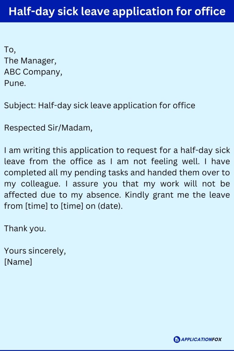 (11 Samples) Half Day Leave Application for Office