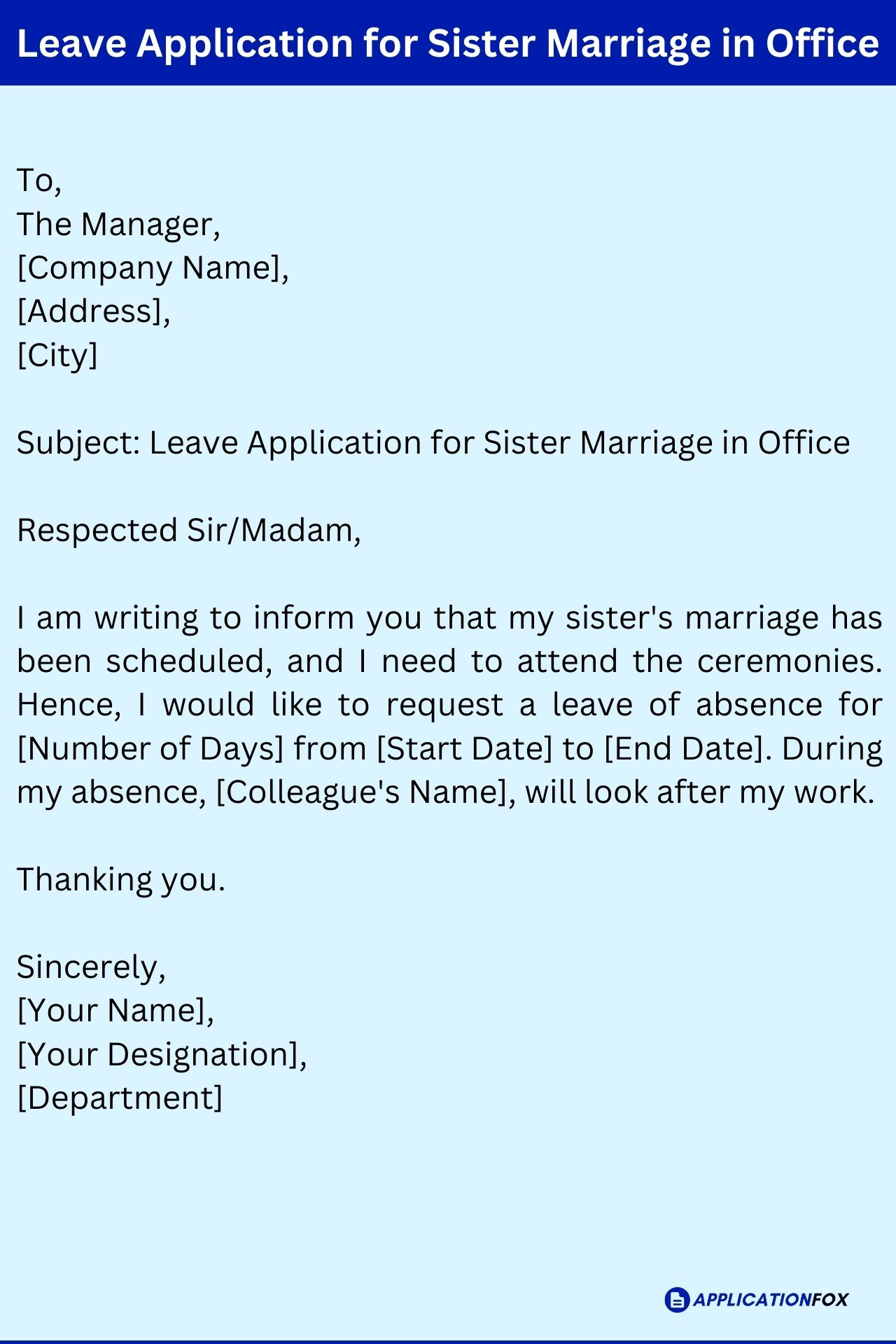 5 Samples Sister Marriage Leave Application For Office 5 Samples Sister Marriage Leave Application For Office