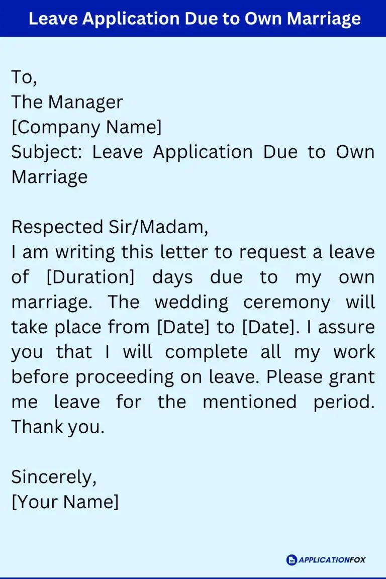 (9+ Samples) Leave Application for Own Marriage