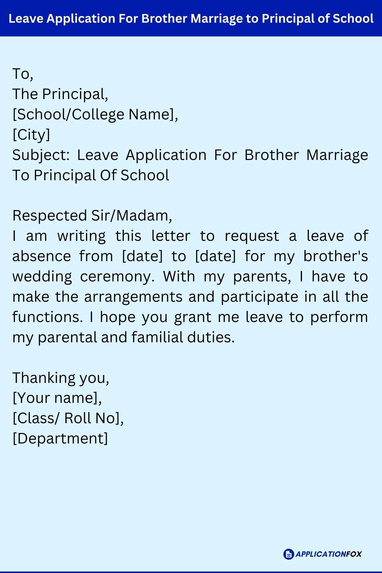 (9+ Samples) - Leave Application for Brother Marriage