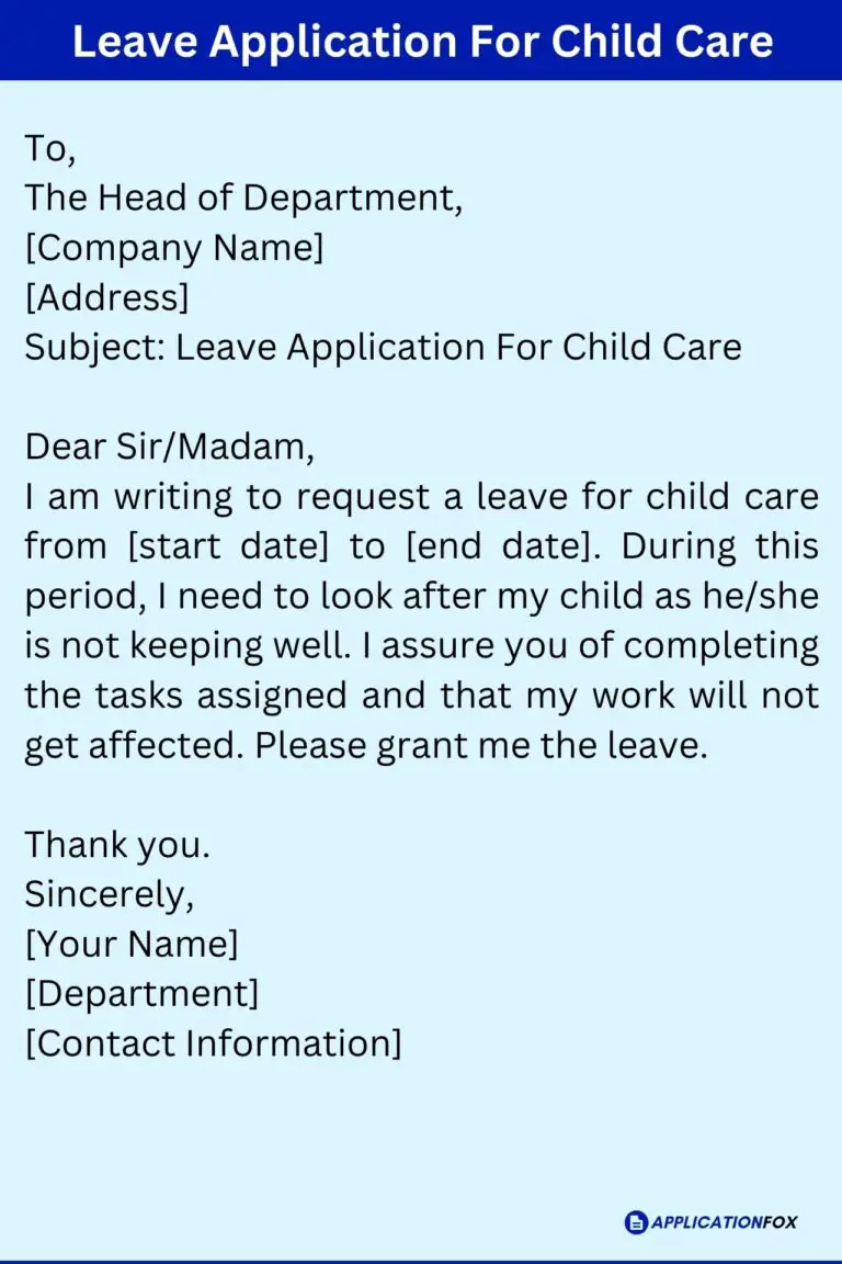 (7+ Samples) Application for Child Care Leave