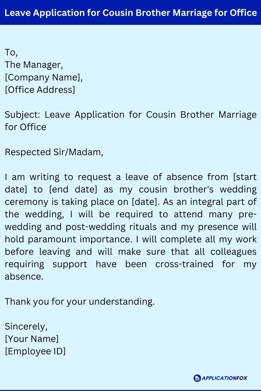 (3 Samples) Cousin Marriage Leave Application for Office