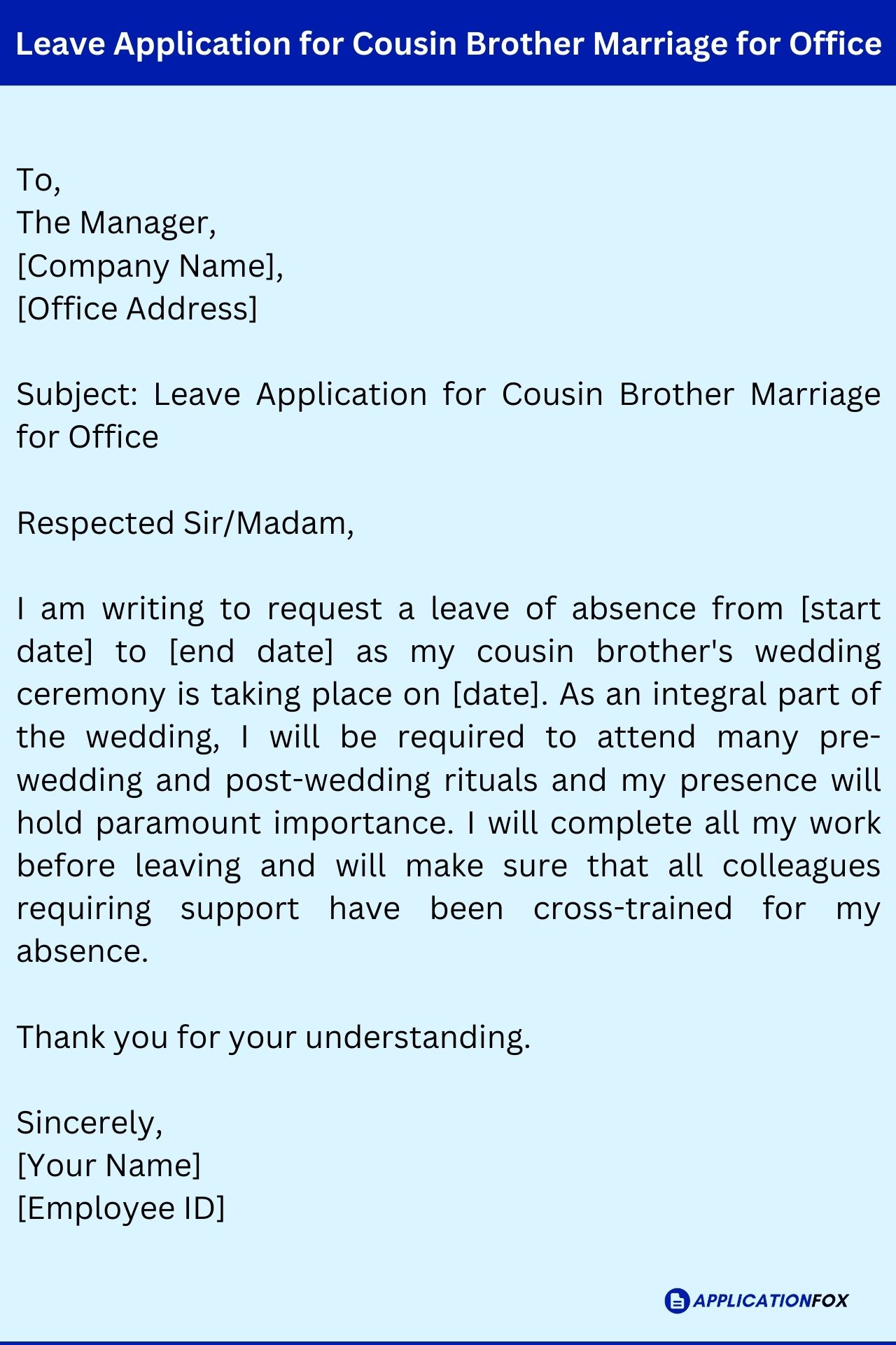 (3 Samples) Cousin Marriage Leave Application for Office