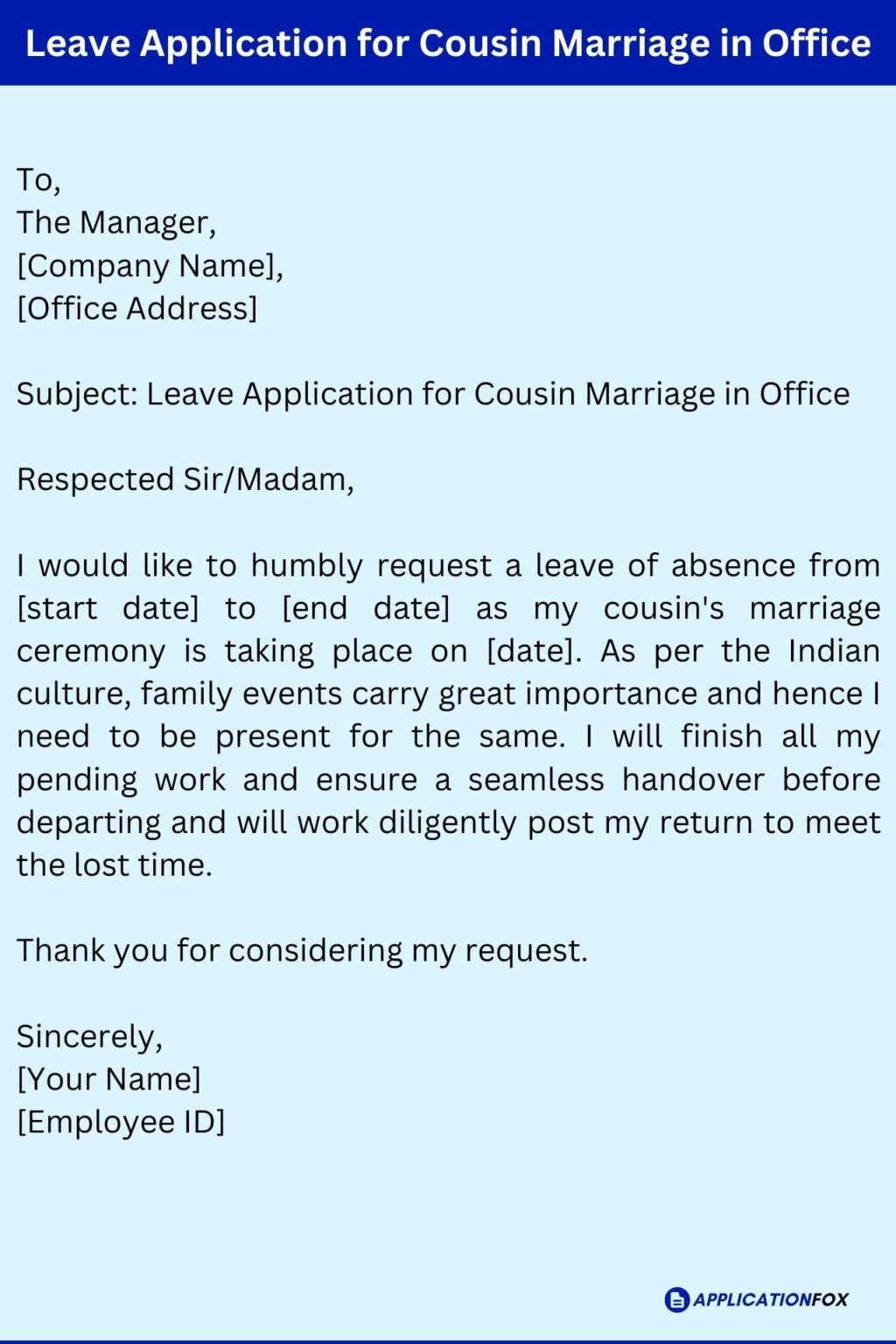(3 Samples) Cousin Marriage Leave Application for Office