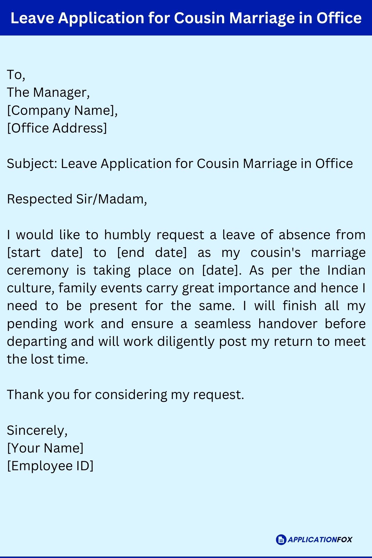 (3 Samples) Cousin Marriage Leave Application for Office