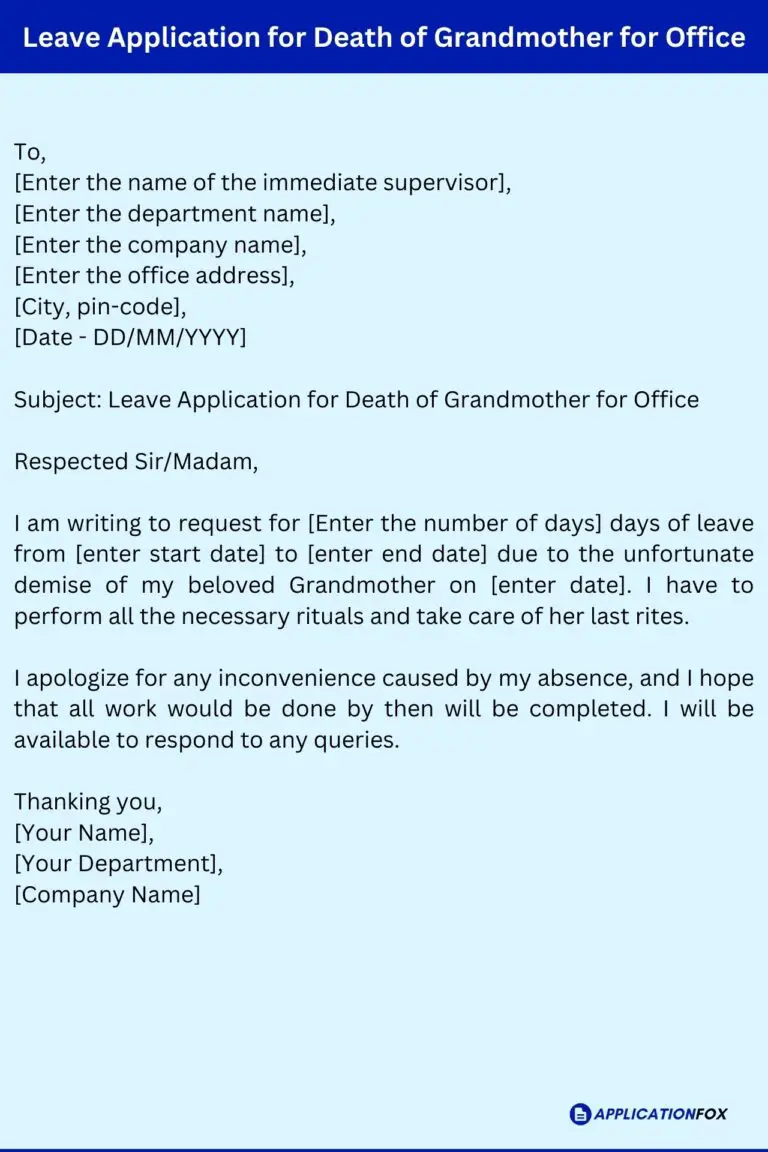 (3 Samples) Leave Application for Death Rituals in Office