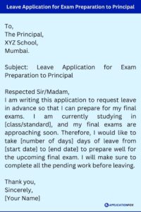 (6+ Samples) - Leave Application for Exam Preparation