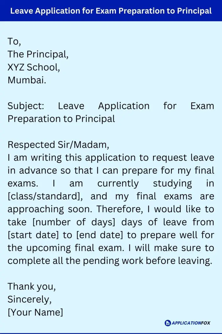 (6+ Samples) - Leave Application for Exam Preparation