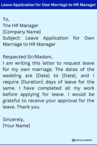 (9+ Samples) Leave Application for Own Marriage
