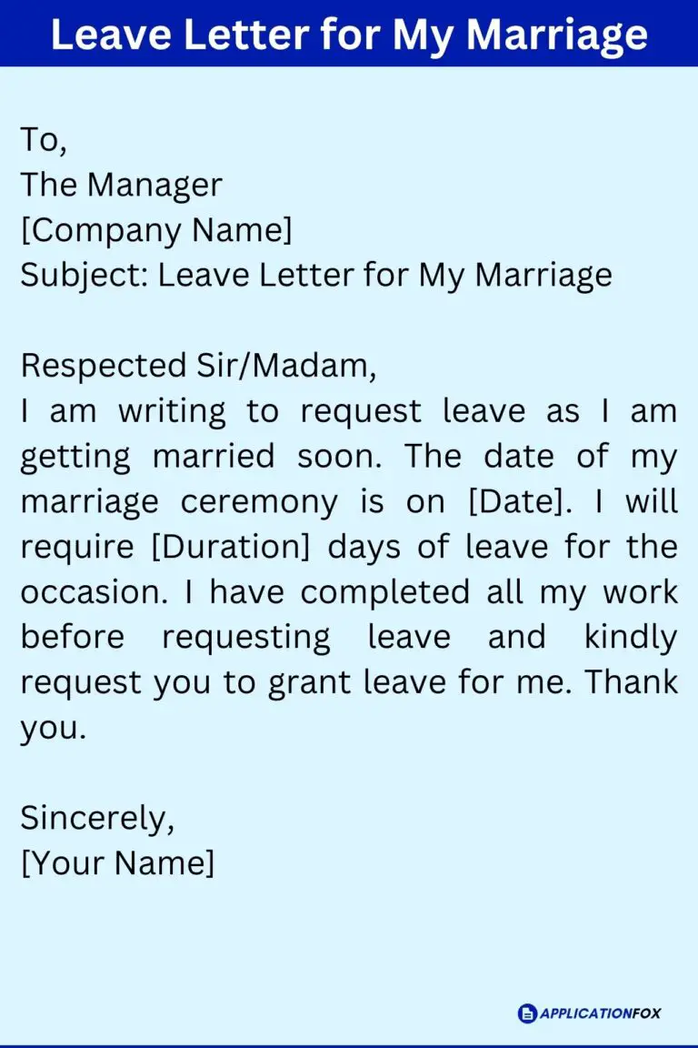 (9+ Samples) Leave Application for Own Marriage