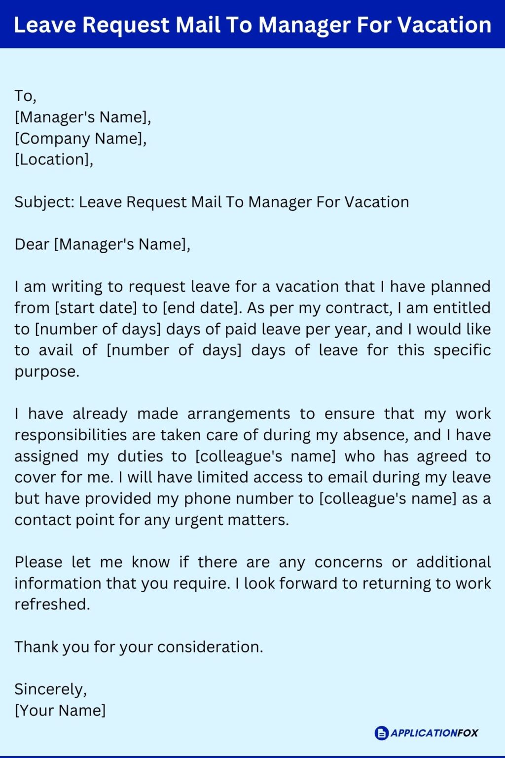 (7 Samples) Leave Request Mail to Manager for Vacation