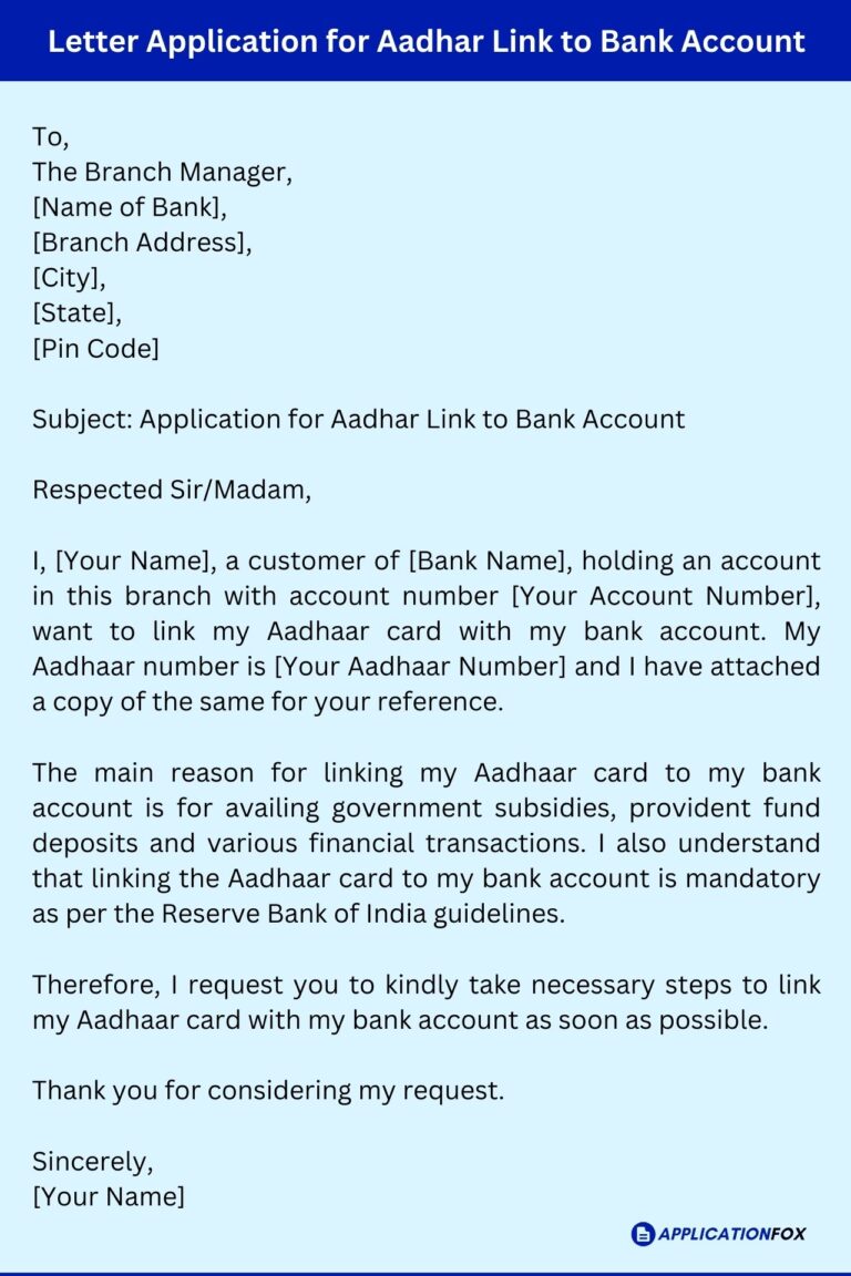 (7+) - Application for Linking Aadhaar with Bank Account