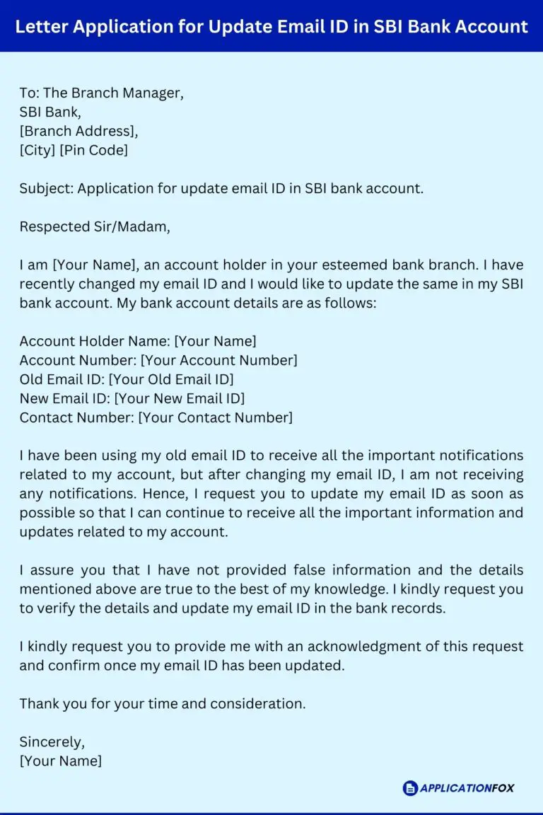 (5+) - Application for Update Email ID in Bank Account