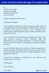 (6+ Samples) - Death Claim Letter Format for Bank