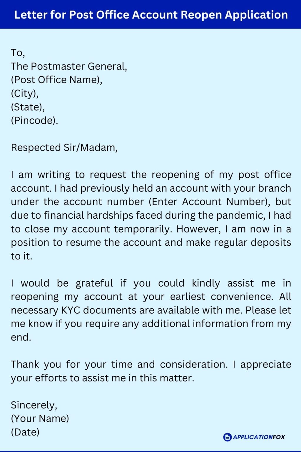 (10+ Samples) - Application for Bank Account Reopen