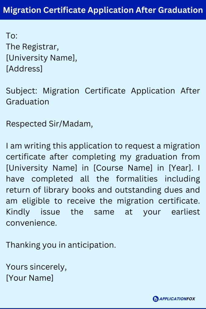  7 Samples Application For Migration Certificate