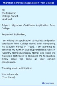 (7+ Samples) - Application for Migration Certificate