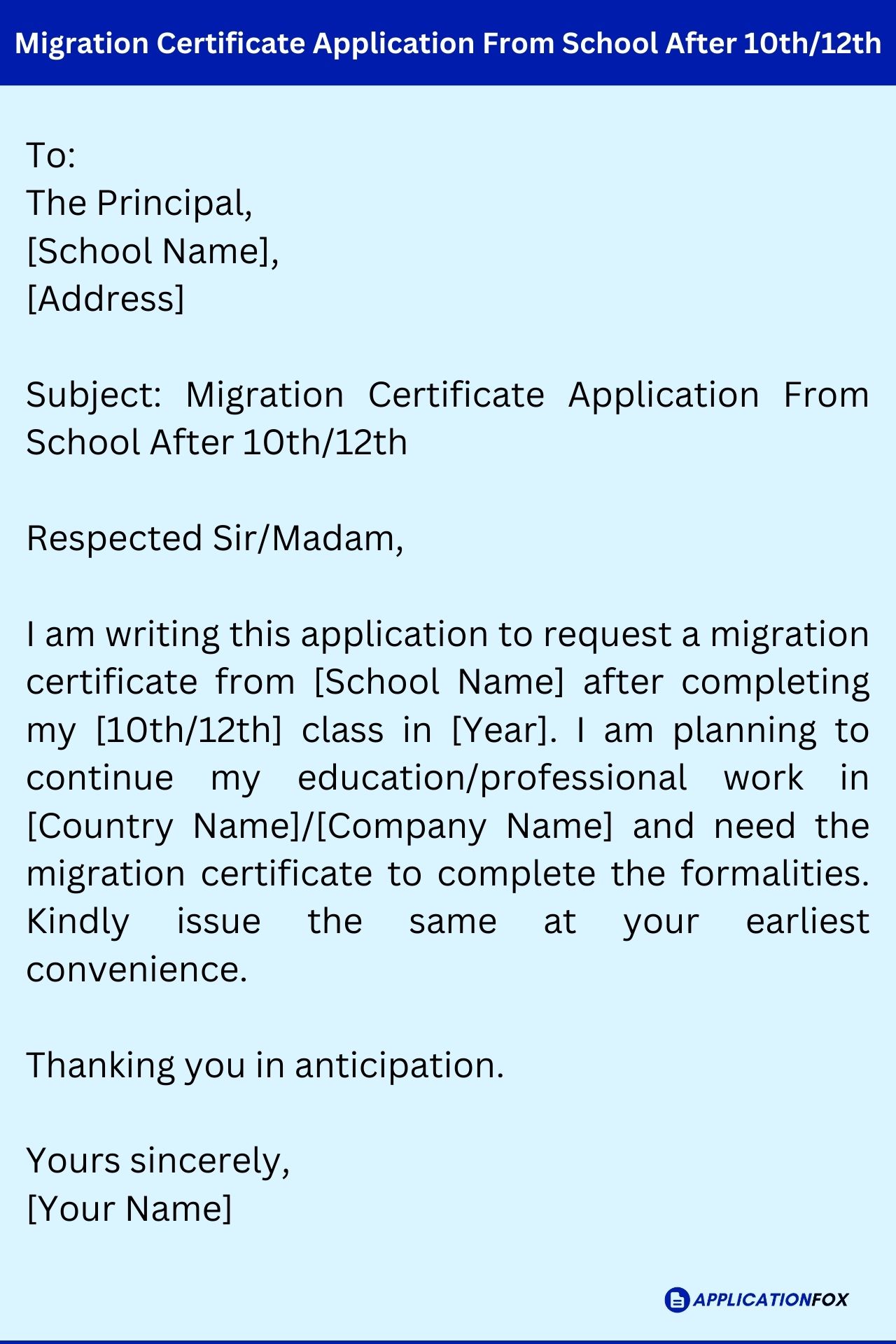 (7+ Samples) - Application for Migration Certificate