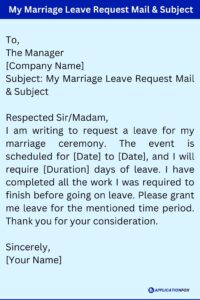(9+ Samples) Leave Application for Own Marriage