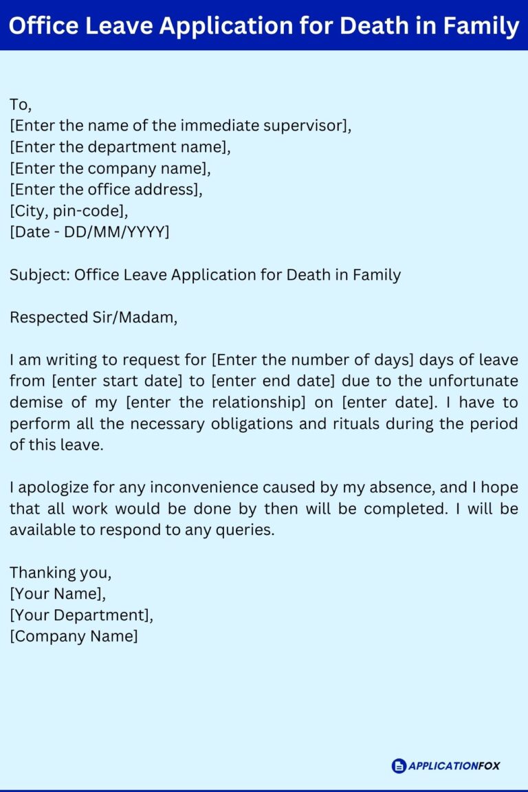 (3 Samples) Leave Application for Death Rituals in Office