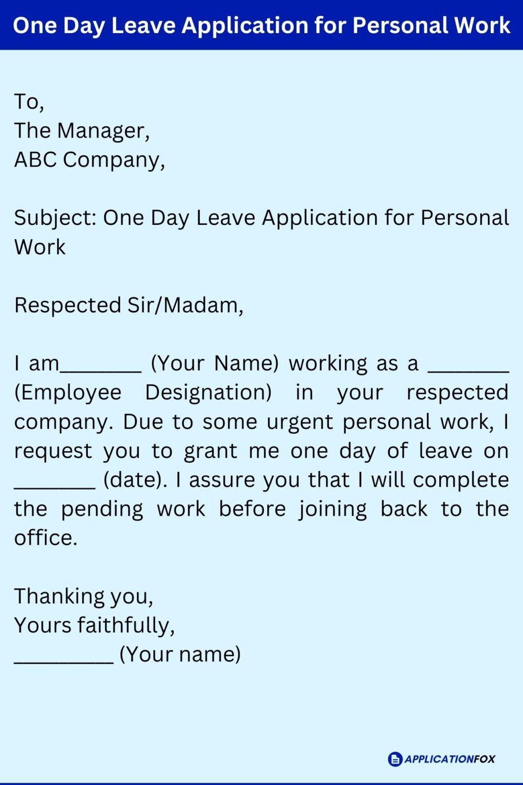 (9+ Samples) Leave Application for Urgent Work