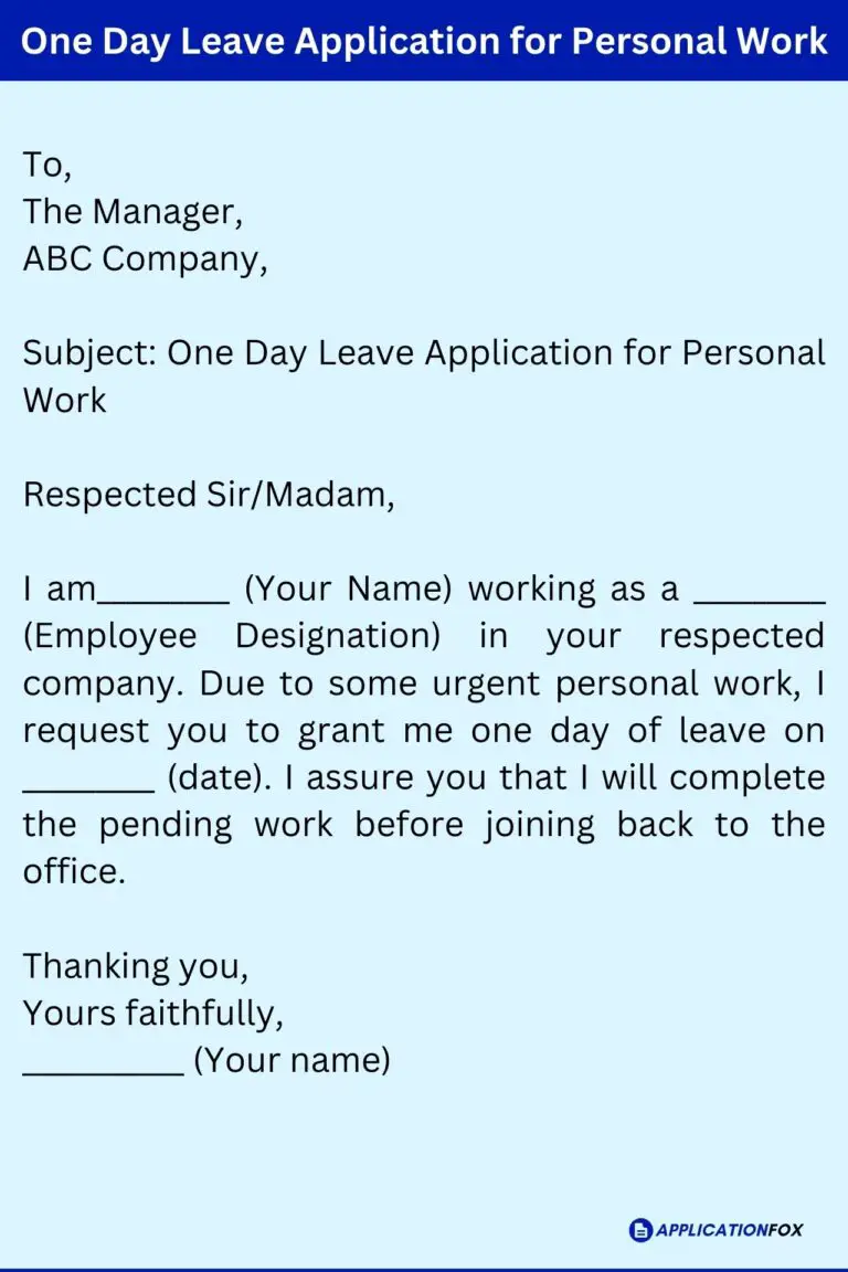 (9+ Samples) Leave Application for Urgent Work