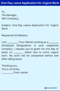 (9+ Samples) Leave Application for Urgent Work