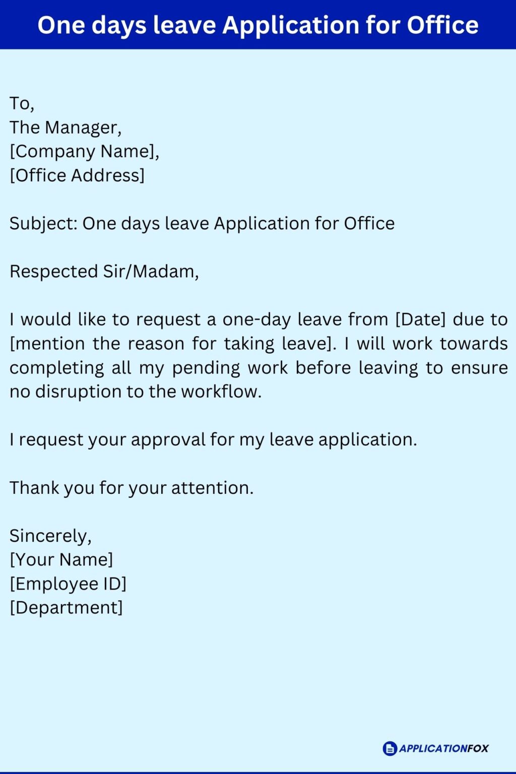 (5 Samples) Office se Chutti ke liye Application in English