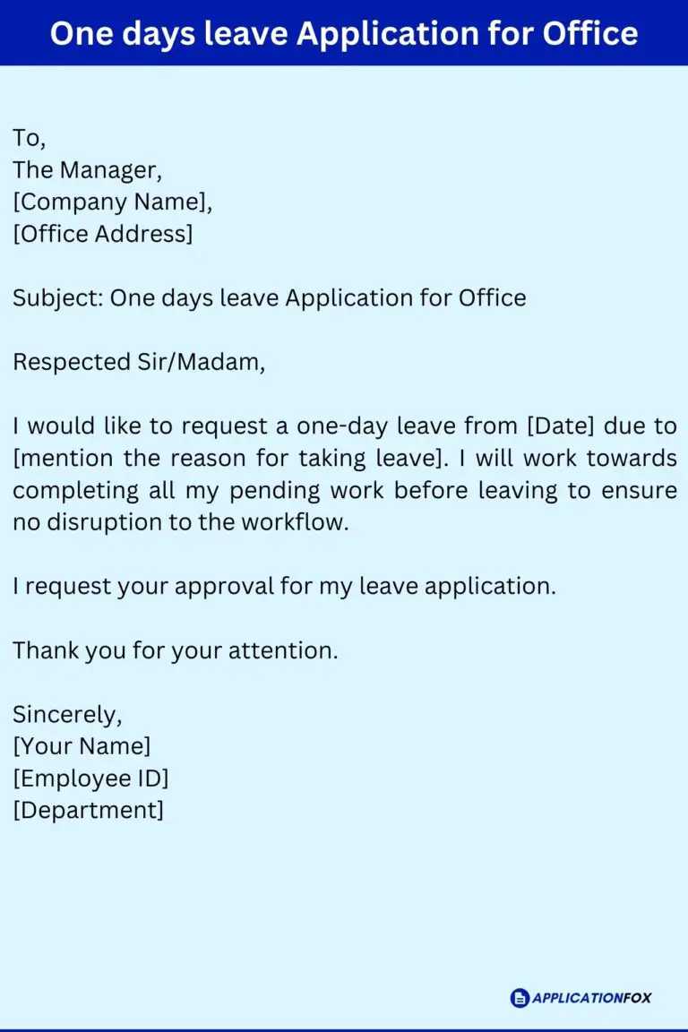 (5 Samples) Office se Chutti ke liye Application in English