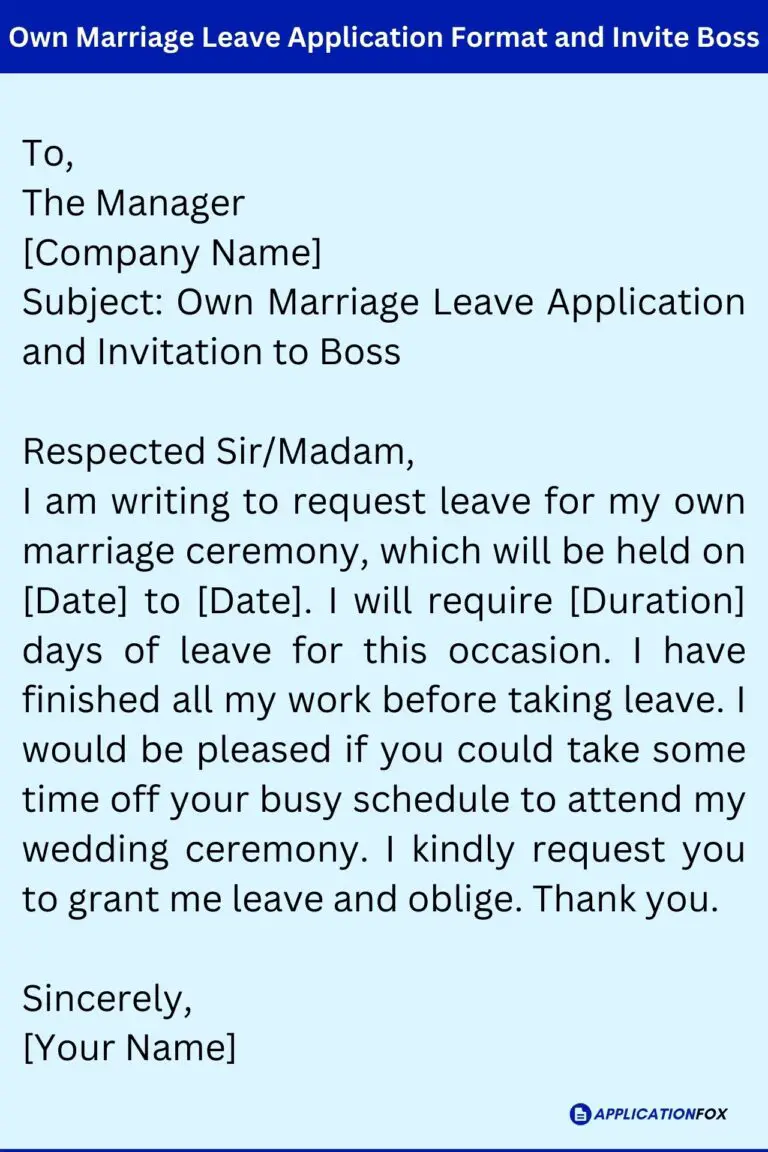 (9+ Samples) Leave Application for Own Marriage