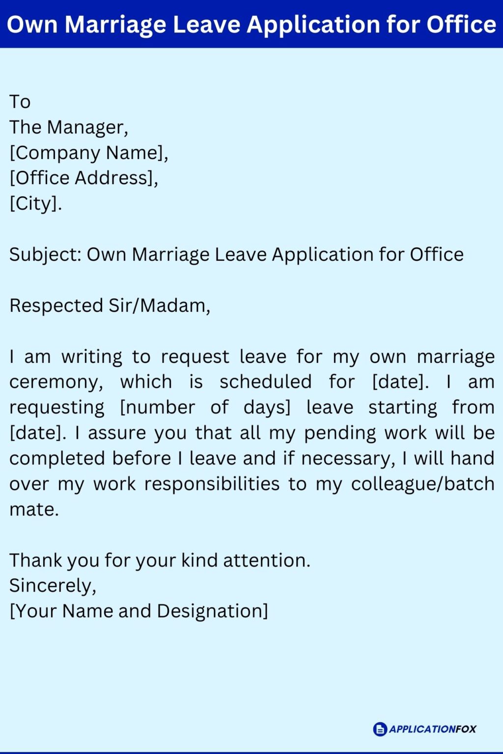 (5+ Samples) Marriage Leave Application for Office