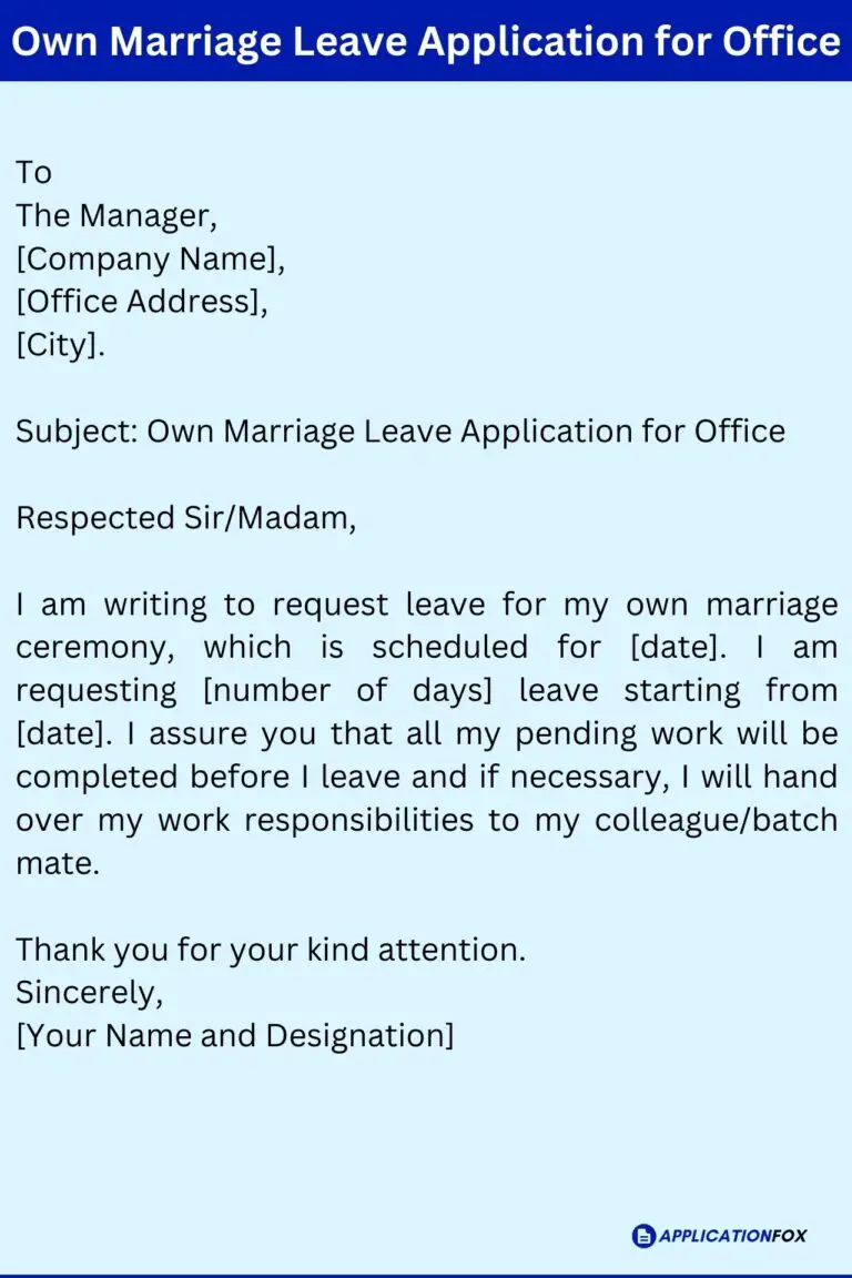 (5+ Samples) Marriage Leave Application for Office