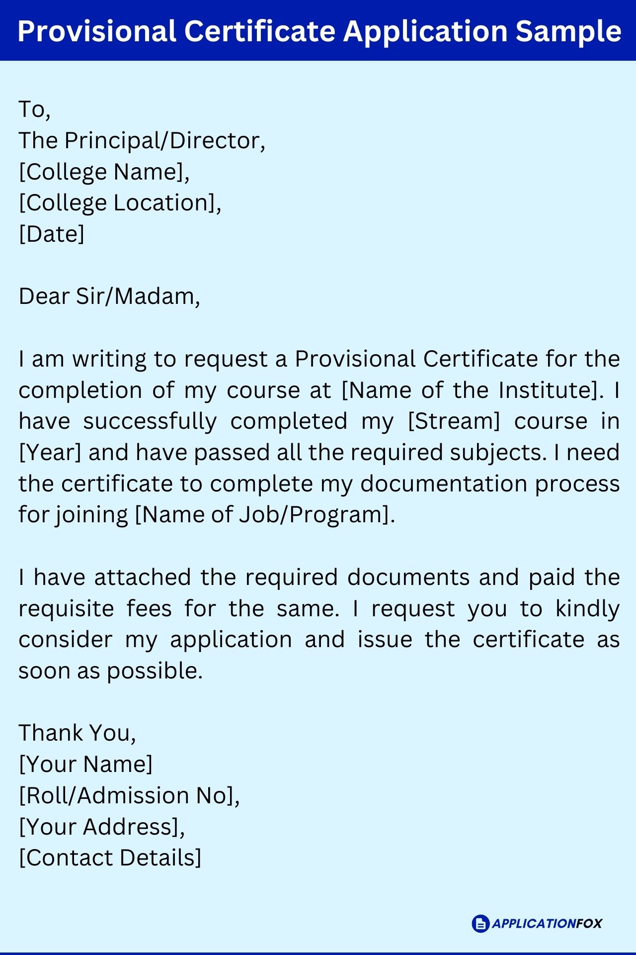 (5 Samples) Application for Provisional Certificate
