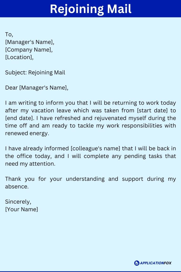 (7 Samples) Leave Request Mail to Manager for Vacation