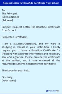 (9+ Samples) Application for Bonafide Certificate