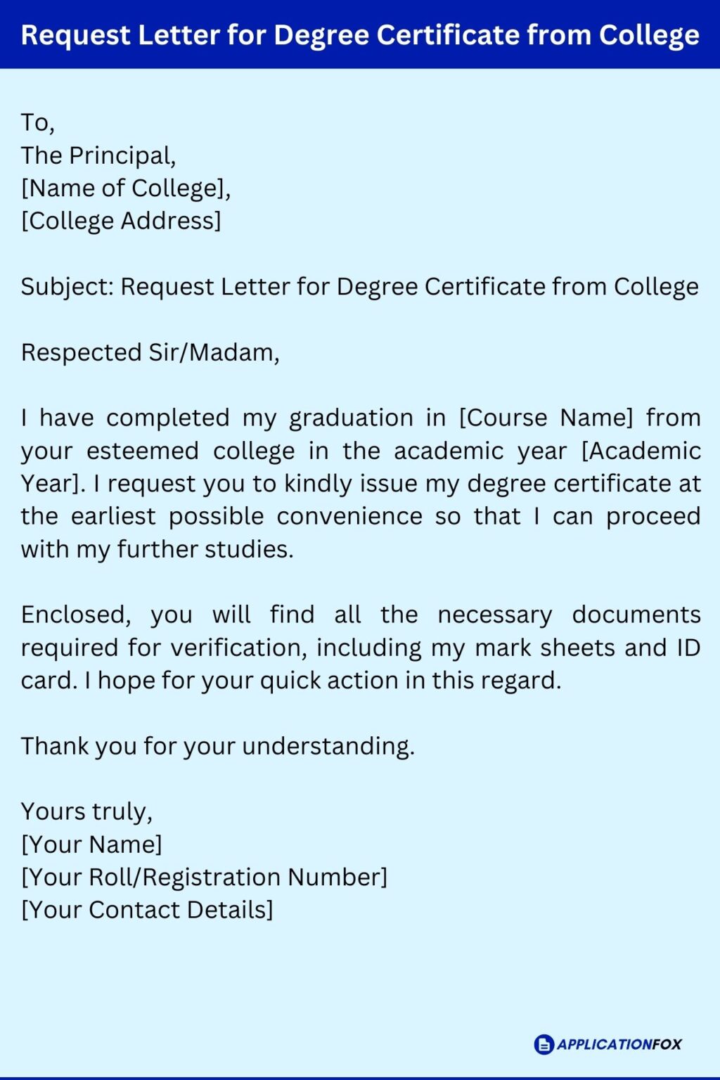 (7 Samples) Request Letter for Degree Certificate