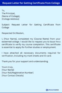(7 Samples) Request Letter for Degree Certificate