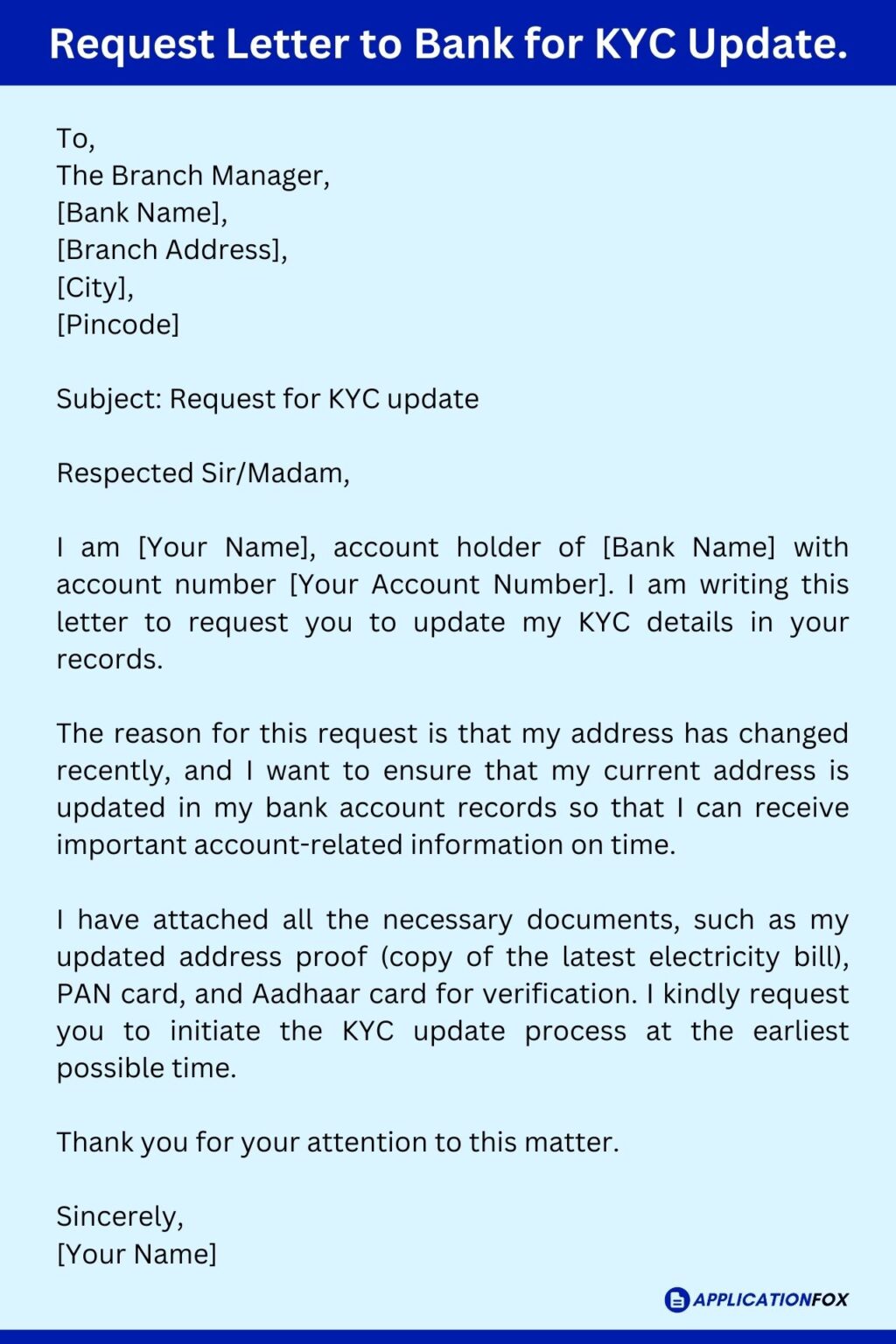Application for KYC Update in Bank - 7+ Samples, Formatting Tips, and FAQs