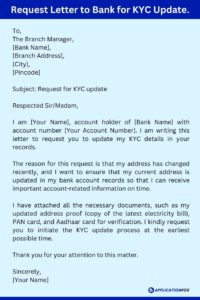 Application for KYC Update in Bank - 7+ Samples, Formatting Tips, and FAQs