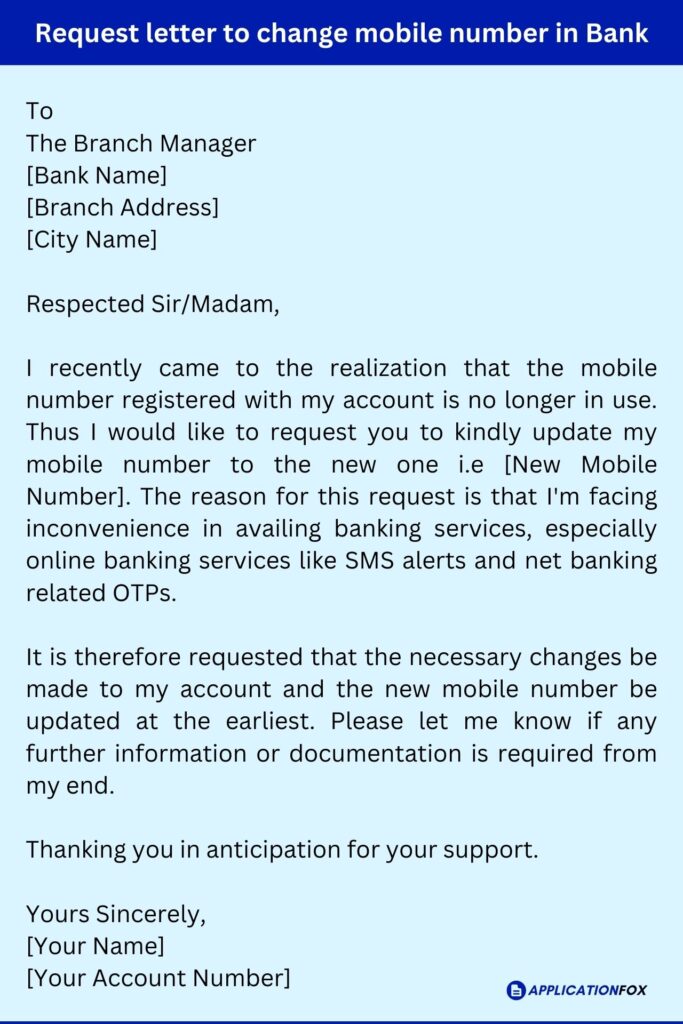 11 Application For Change Mobile Number In Bank Account 11 Application For Change Mobile Number In Bank Account