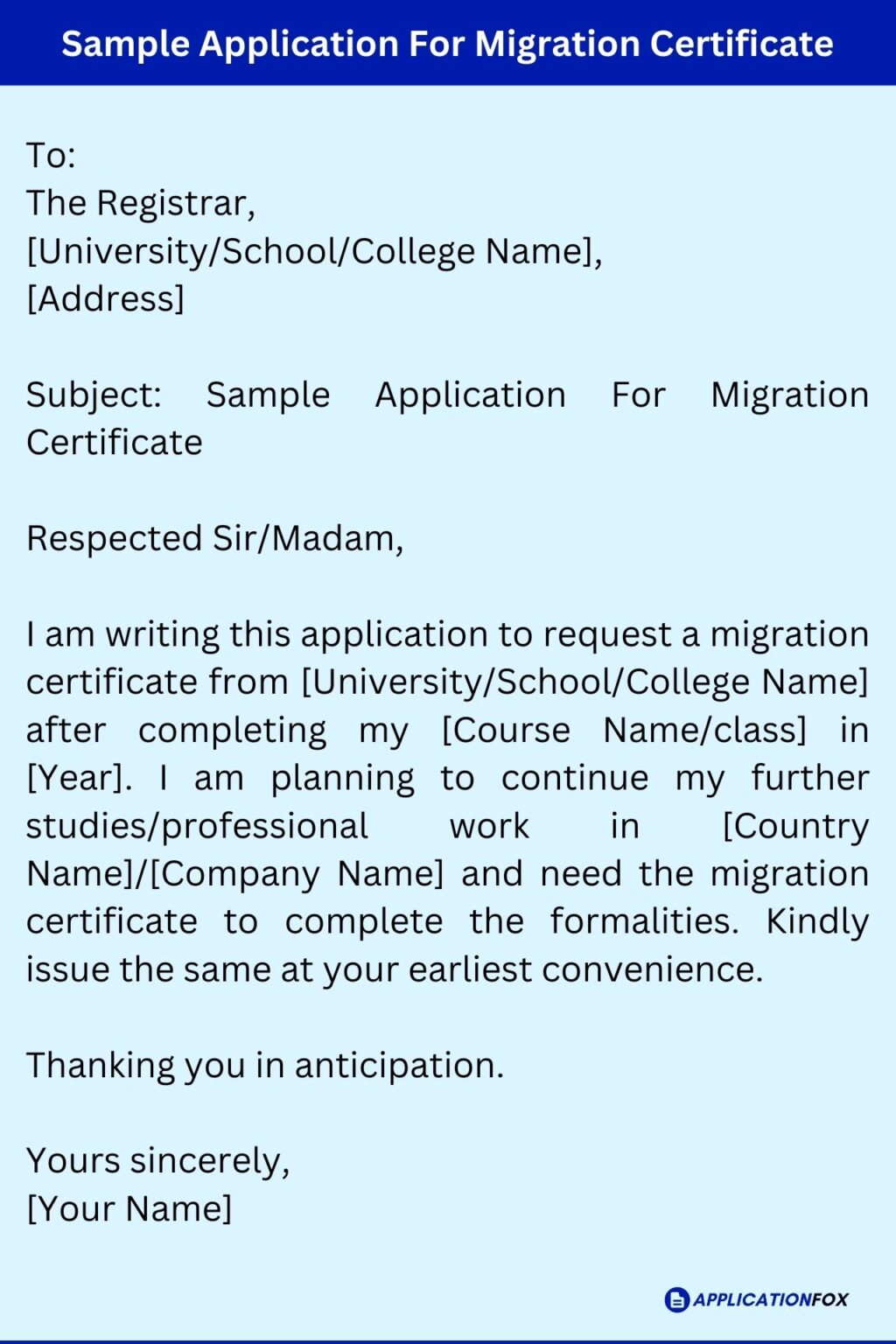 (7+ Samples) - Application for Migration Certificate (7+ Samples) - Application for Migration Certificate