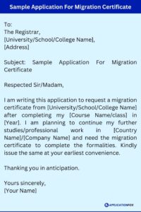(7+ Samples) - Application for Migration Certificate