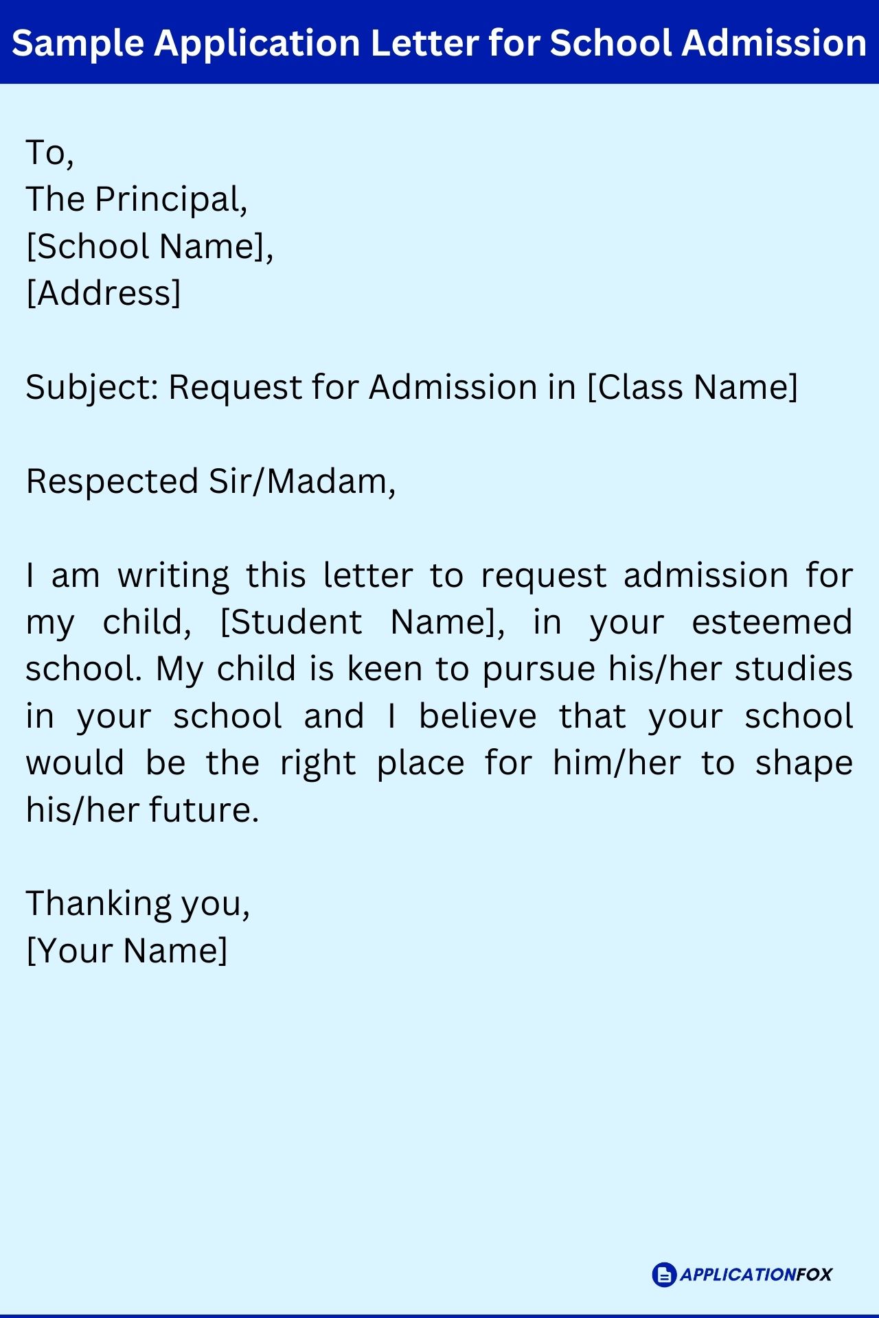 (9+ Samples) Application for School Admission