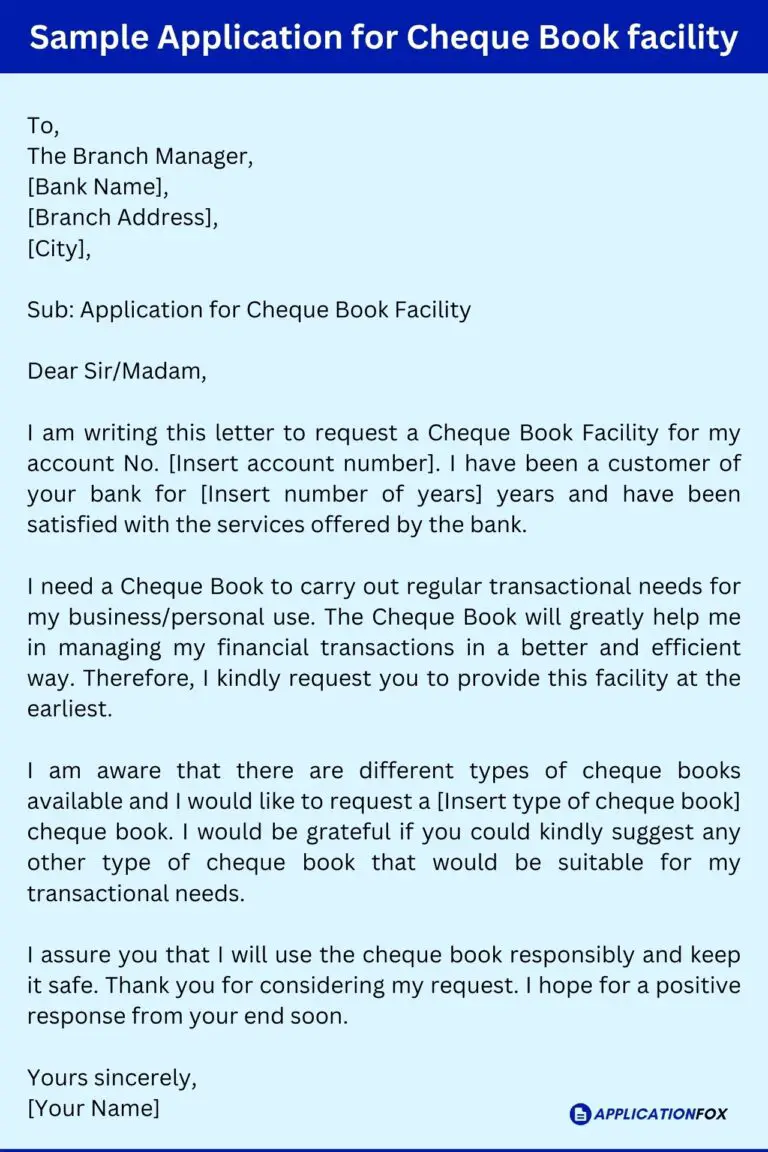 (15+ Samples) - Application for Cheque Book Issue