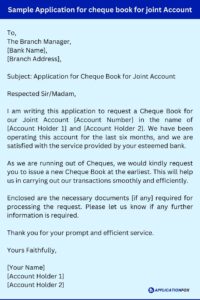 (15+ Samples) - Application for Cheque Book Issue