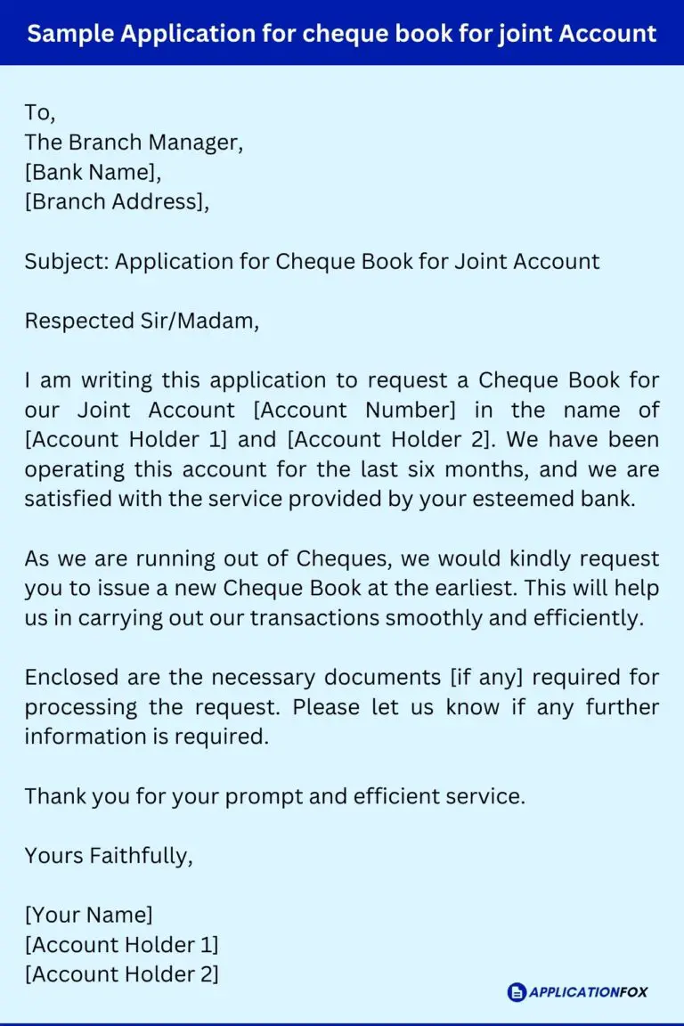 (15+ Samples) - Application for Cheque Book Issue