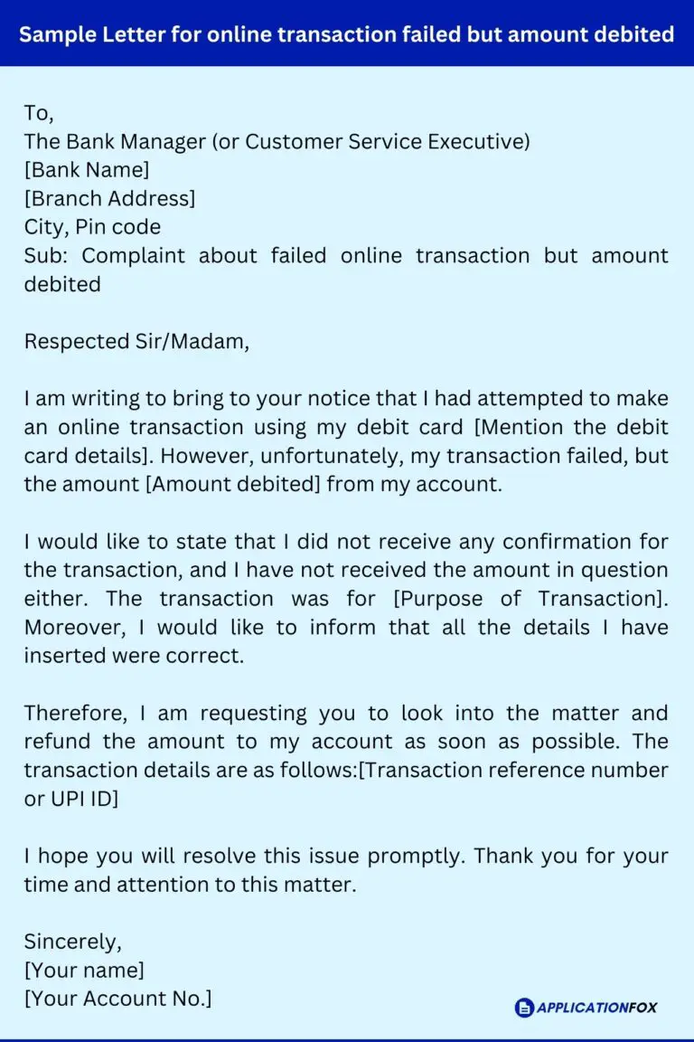 (8+) Application to the Bank Manager for Refund of Money