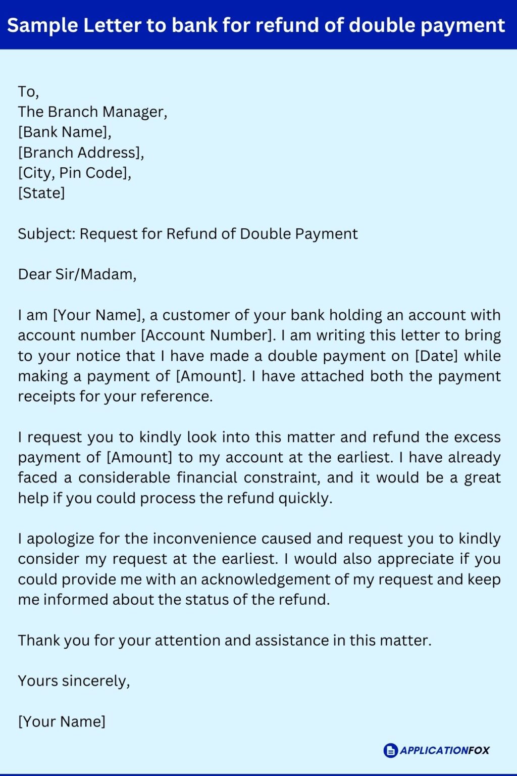 8 Application To The Bank Manager For Refund Of Money 8-application-to-the-bank-manager-for-refund-of-money