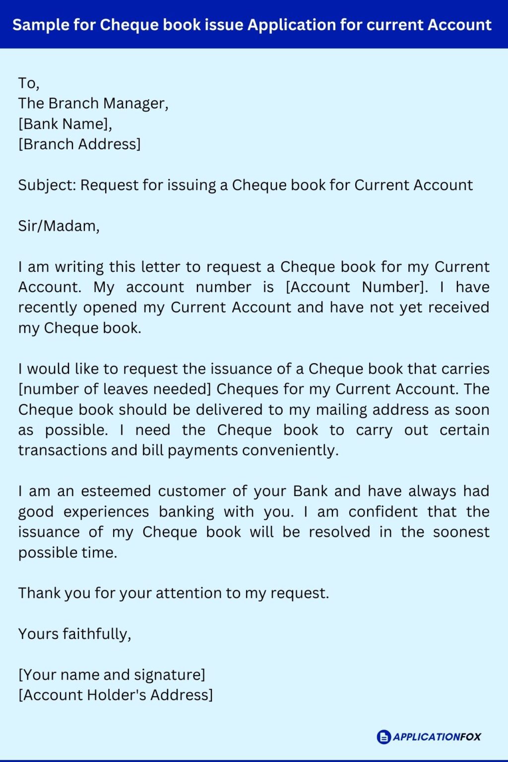  15 Samples Application For Cheque Book Issue