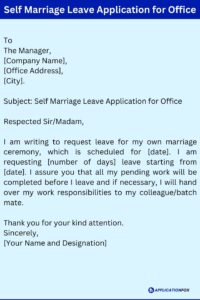 (5+ Samples) Marriage Leave Application for Office